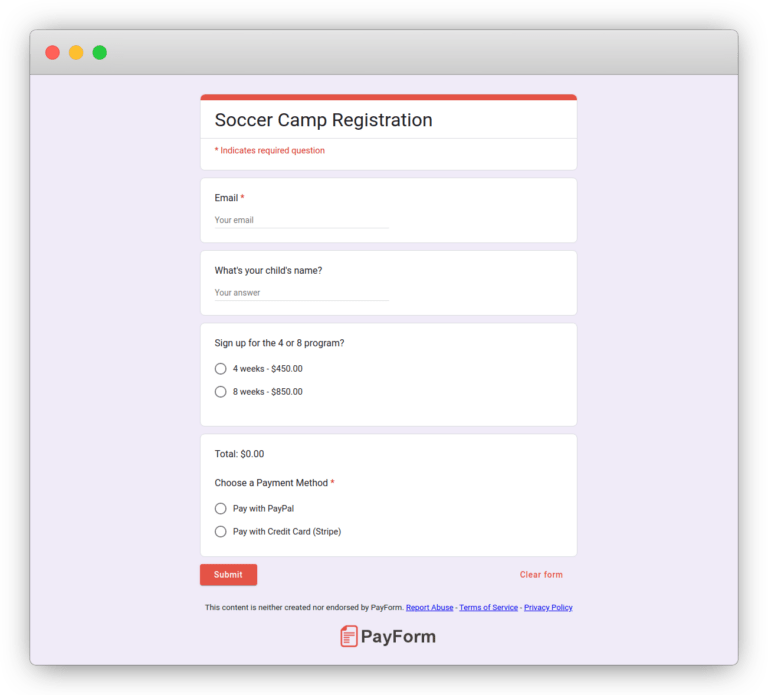 Home - PayForm - Accept Payments with Google Forms